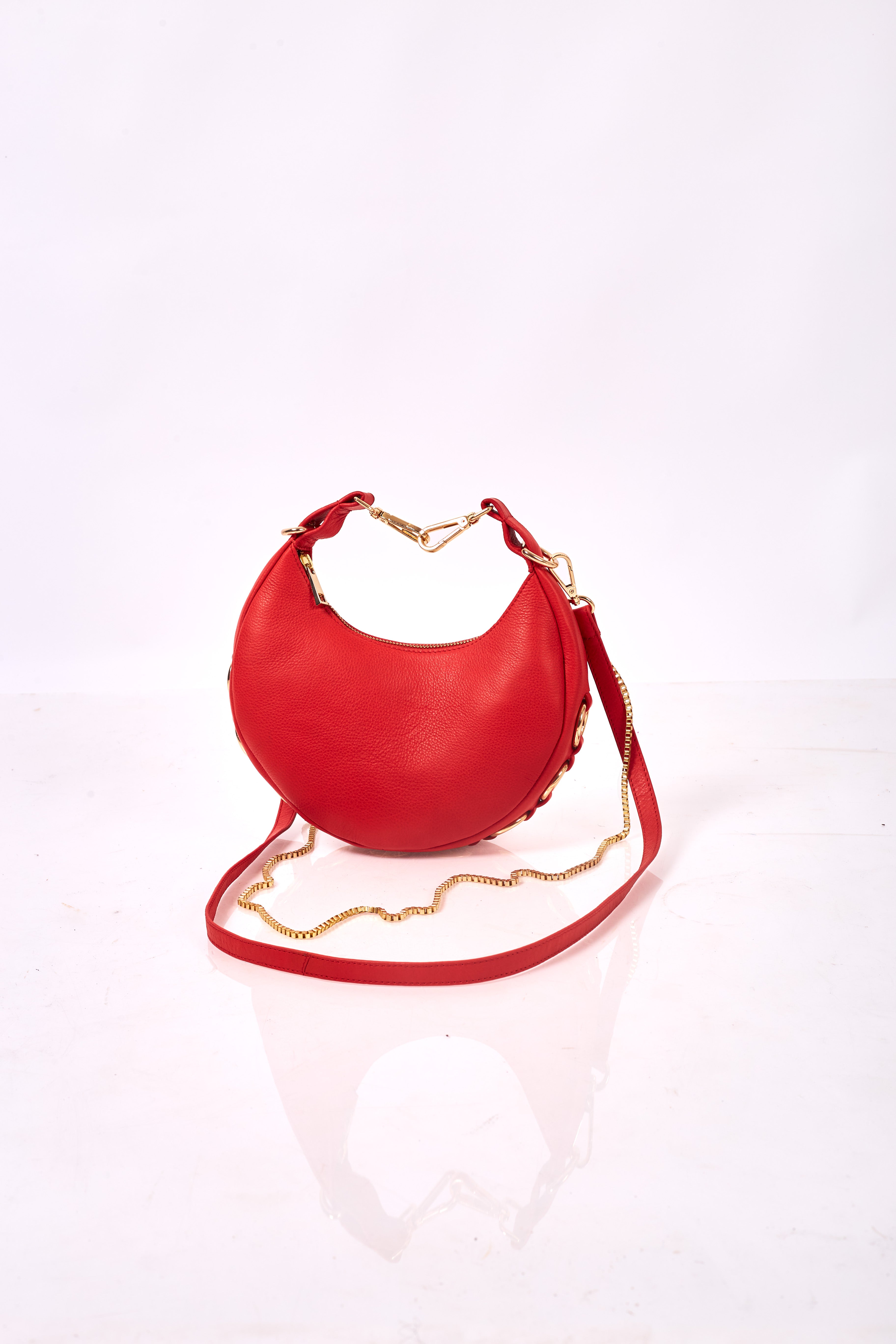 Brick Red Moon Clutch - Leather Crossbody Bag | Top Grain Leather ...
